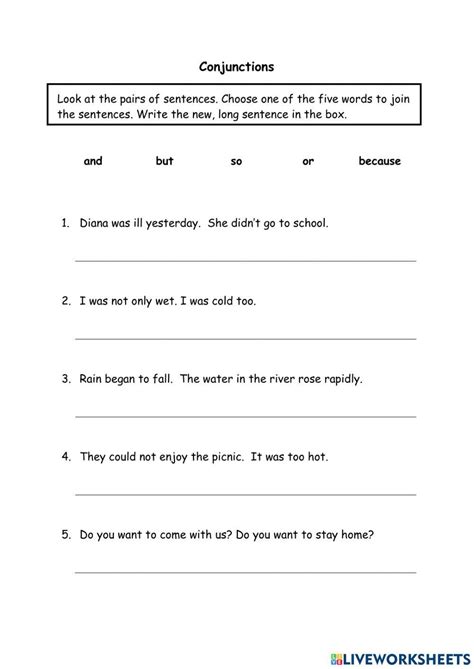 conjunctions and but so or because online exercise for live