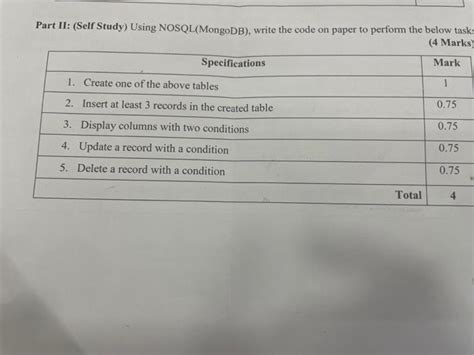 Solved Part II Self Study Using NOSQL MongoDB Write The Chegg Com