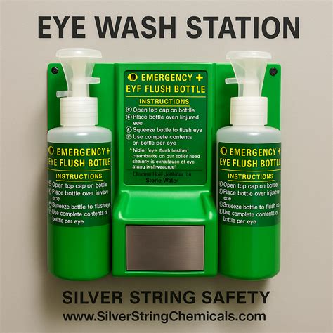 Emergency Eye Wash Station Silver String Silver String Chemicals