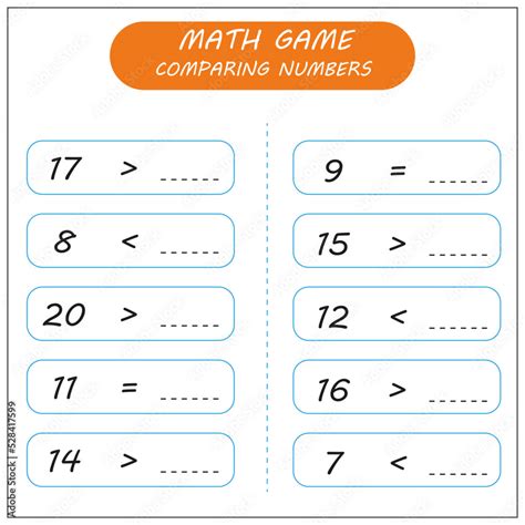 Comparing Numbers Less Than Greater Than Equal To Number Range Up To Elementary School