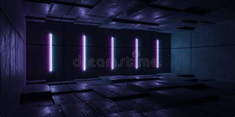 Dimly Lit Room Illuminated By Colorful Neon Lights 3d Render Illustration Stock Illustration