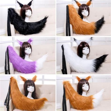 섹시한 여자 사랑스러운 로리타 고양이 여우 머리띠 꼬리 머리 장식 봉제 귀 꼬리 애니메이션 코스프레 소품 의상 액세서리 AliExpress