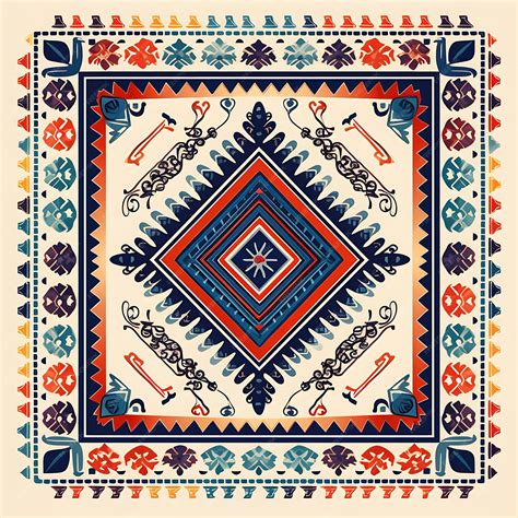 Premium Photo Yemeni Jambiya Rug Dagger Inspired Pattern Angular Lines Des Brocade Motifs