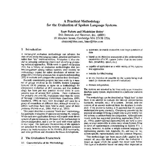 A Practical Methodology For The Evaluation Of Spoken Language Systems Acl Anthology