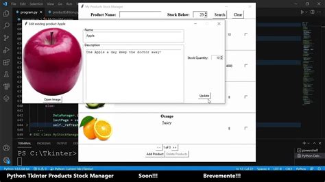 Python TkInter My Products Stock Manager Announcement AllTech TkInter PyTech TkInter