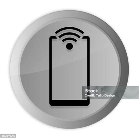 스마트폰 네트워크 신호 아이콘 금속 실버 둥근 버튼 금속 디자인 원 흰색 배경 흑백 개념 그림에 격리 개념에 대한 스톡 벡터 아트 및 기타 이미지 Istock