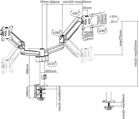 Skill Tech Dual Monitors Pole Mounted Gas Spring Monitor Arms 17 32 Fit Screen Sizes Up To