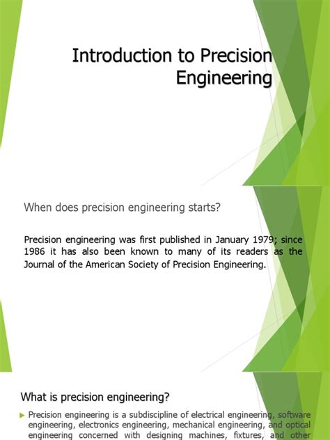 Introduction To Precision Engineering Pdf Accuracy And Precision Measurement
