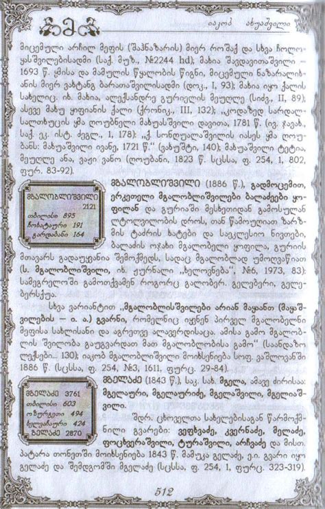 გვარ სახელთა გენეალოგიური ნუსხა ქართული გვარების ისტორია Georgian Genealogy მ