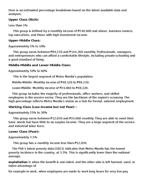 Socioeconomic Class Breakdown Analysis Metro Income Levels Studocu