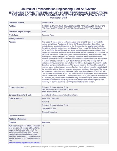 Pdf Examining Travel Time Reliability Based Performance Indicators