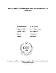 Analysis Of Malware Using Static And Dynamic Tools And Techniques Pdf Analysis Of Malware