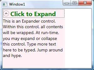 Working With WPF Expander Control Using C And XAML