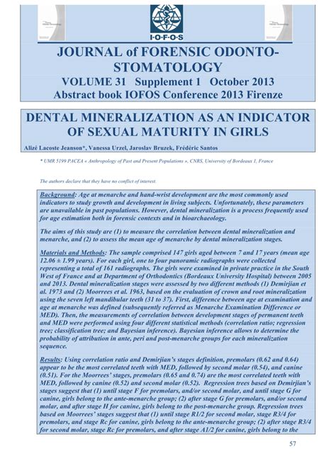 PDF Dental Mineralization As An Indicator Of Sexual Maturity In Girls