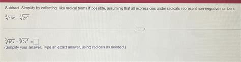 solved subtract simplify by collecting like radical terms