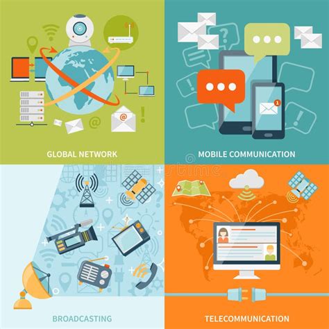 Telecommunication 2x2 Design Concept Stock Vector Illustration Of
