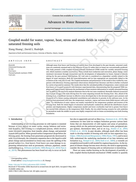 pdf coupled model for water vapour heat stress and strain fields