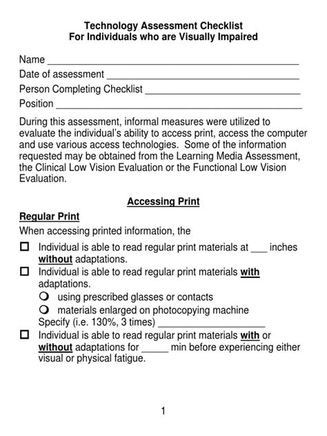 Tech Assessment Checklist Pdf