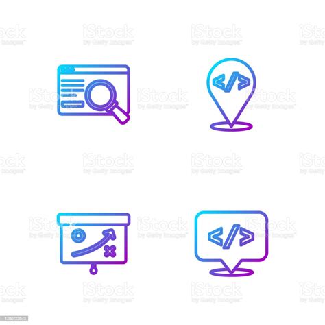 세트 라인 프론트 엔드 개발 계획 전략 개념 Ui 또는 Ux 디자인 및 그라데이션 색상 아이콘입니다 벡터 개념에 대한 스톡 벡터 아트 및 기타 이미지 Istock