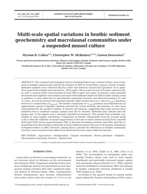 Pdf Multi Scale Spatial Variations In Benthic Sediment Geochemistry