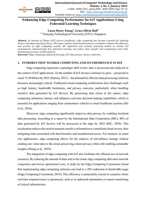 Pdf Enhancing Edge Computing Performance For Iot Applications Using Federated Learning Techniques