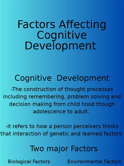 Factors Affecting Cognitive Development 1 Pdf Language Development Intelligence