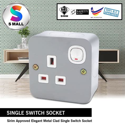 S Mall 13amp M Clad Single Or Double Switch Socket 3 Pin Metal Clad 8119 8219 Shopee Malaysia