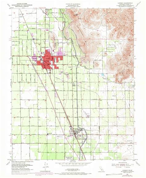 Classic Usgs Lindsay California 7 5x7 5 Topo Map Mytopo Map Store