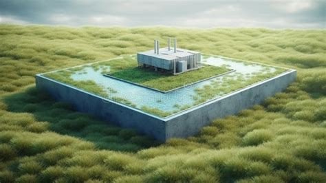 New Energy Sources Hydrogen Power Station With Green Grass Fieldgenerative Ai Stock