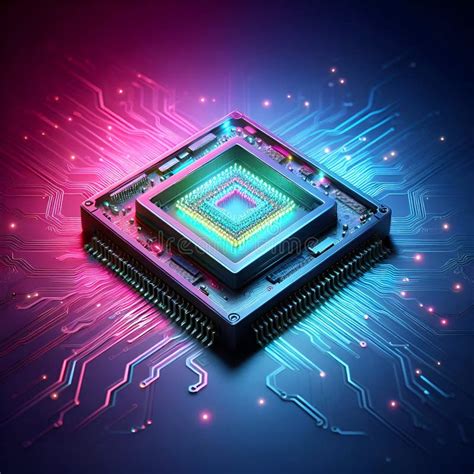 Computer Digital Circuit Board Neon Lighting Line Data Security Concept Shield Lock Technology