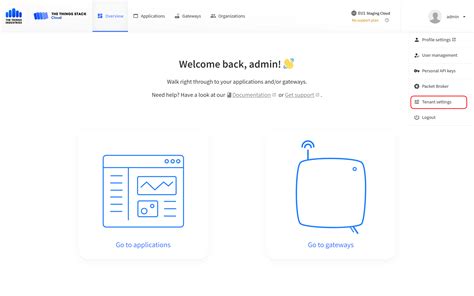 tenant settings the things stack for lorawan