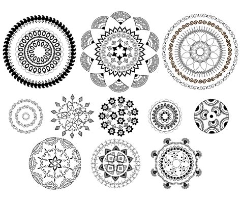 Premium Vector A Collection Of Circular Patterns With The Word Mandala On The Bottom Classical