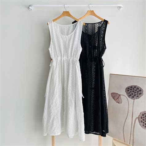 19써니 여성 민소매원피스 시스루원피스 쉬폰 스트링 플라워 자수 레이어드 롱 원피스