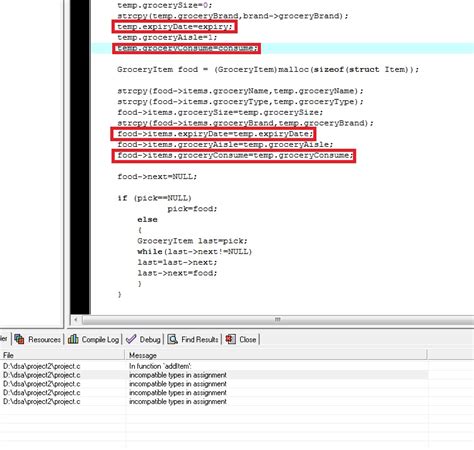 little help my two linked lists have incompatible types of assignment