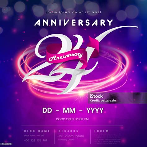 보라색 추상 미래 공간 배경에 24 년 기념일 로고 템플릿 24 현대 기술 디자인 하이테크 네트워크 디지털 기술 개념 디자인 요소와 숫자를 축 하 광고에 대한 스톡 벡터