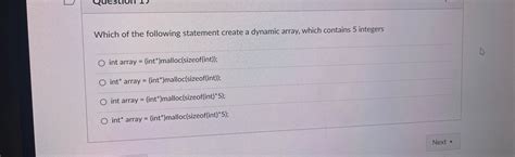 Solved Which of the following statement create a dynamic | Chegg.com