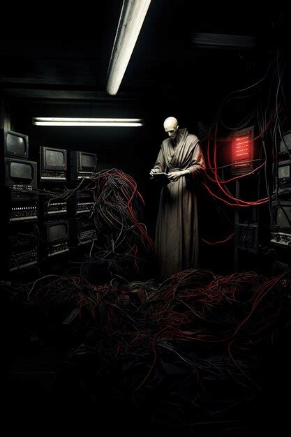 Premium Photo A Man In A Room With Many Wires And Wires