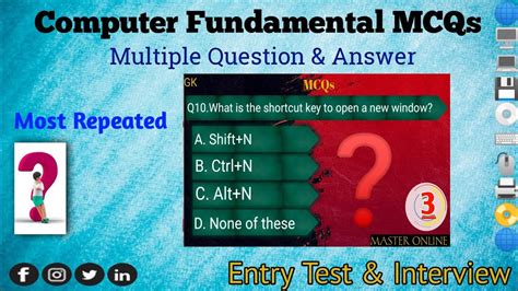 Computer Shortcut Mcqsimportant Mcqstest And Interview Mcqs Youtube