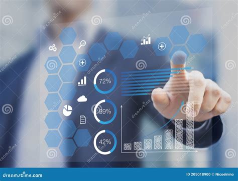 Businessman Touching Data Analytics Process System With Kpi Financial