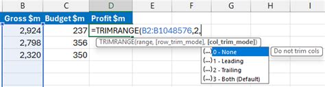 The Trimrange Function