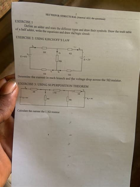 Section B Structural Answer All The Questions Exercise 1 Define An Adder And State The