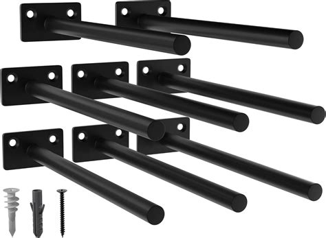 Leopo Black 8 Pack 8 Inch Floating Shelf Bracket Hidden Brackets For