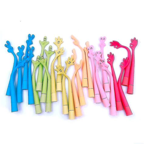 12novelty Finger Gesture Funny Bendable Ball Pen Creative Funky Hand