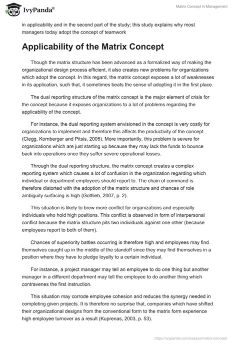 Matrix Concept In Management 1746 Words Essay Example