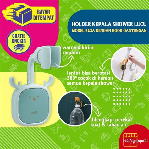 Jual Cute Shower Head Holder Gantungan Penjepit Kepala Shower Kamar