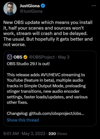 OBS Stops Broadcasting Randomly With No Crash Or Warning