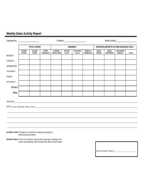 Sales Activity Report Template Excel