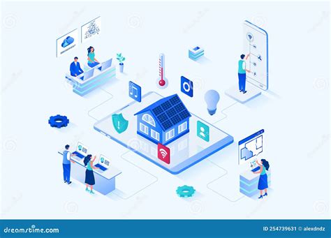 Smart Home 3d Isometric Web Design Vector Web Illustration Stock