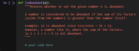Solved In Def IsAbundant X Returns Whether Or Not Chegg Com