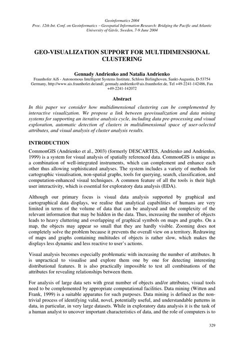 pdf geo visualization support for multidimensional clustering